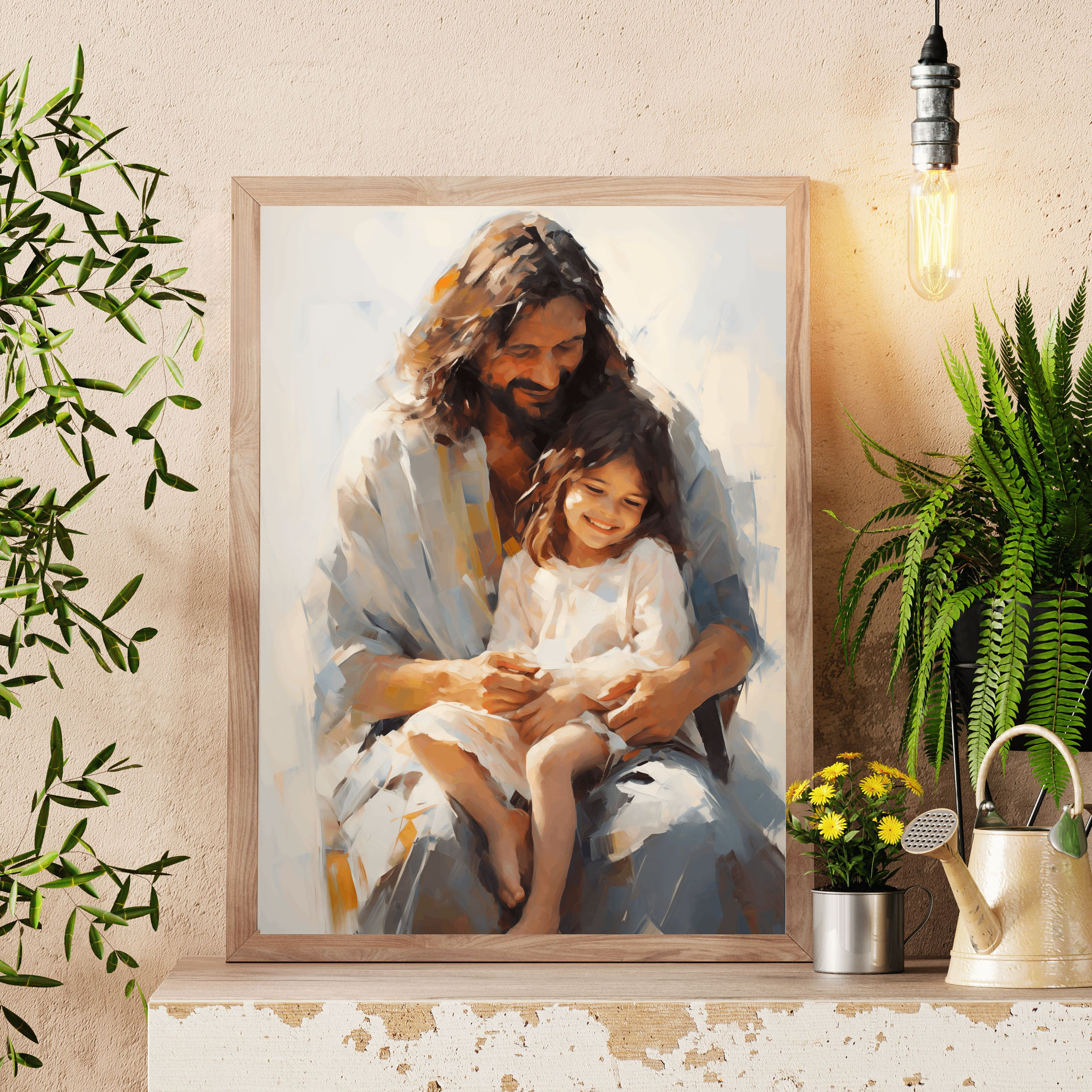 Jesus and Girl, Let the Little Children Come to Me, Inspirational Art ...