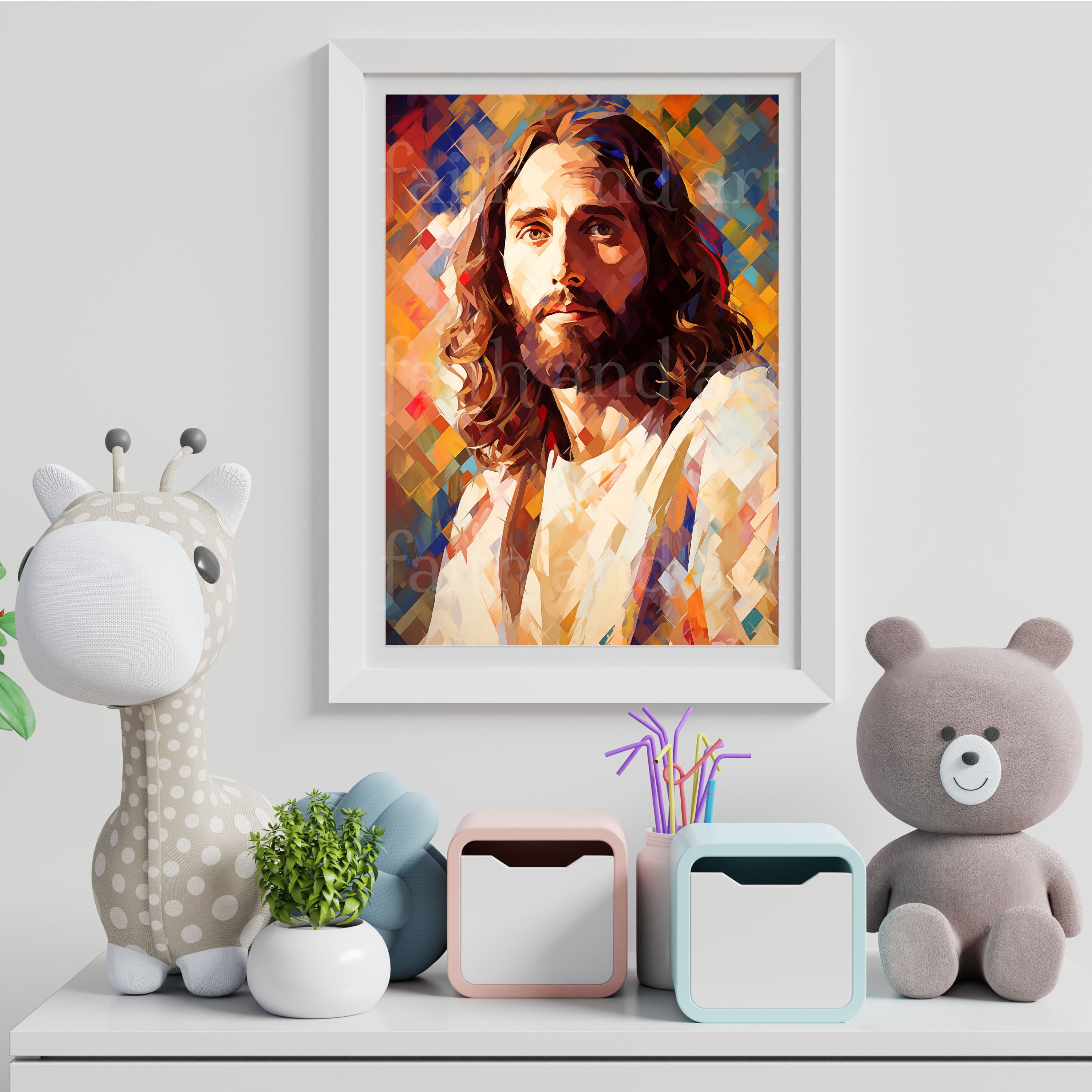 Modern Portrait of Jesus Christ, Christian Wall Art, Jesus Art ...
