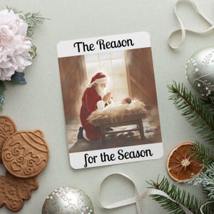 Santa Claus Praying to Jesus Christ JPG | Christian Christmas Digital ...