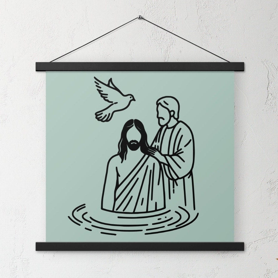 Jesus Baptism, Jesus and John the Baptist, Christian Art, Biblical Art ...