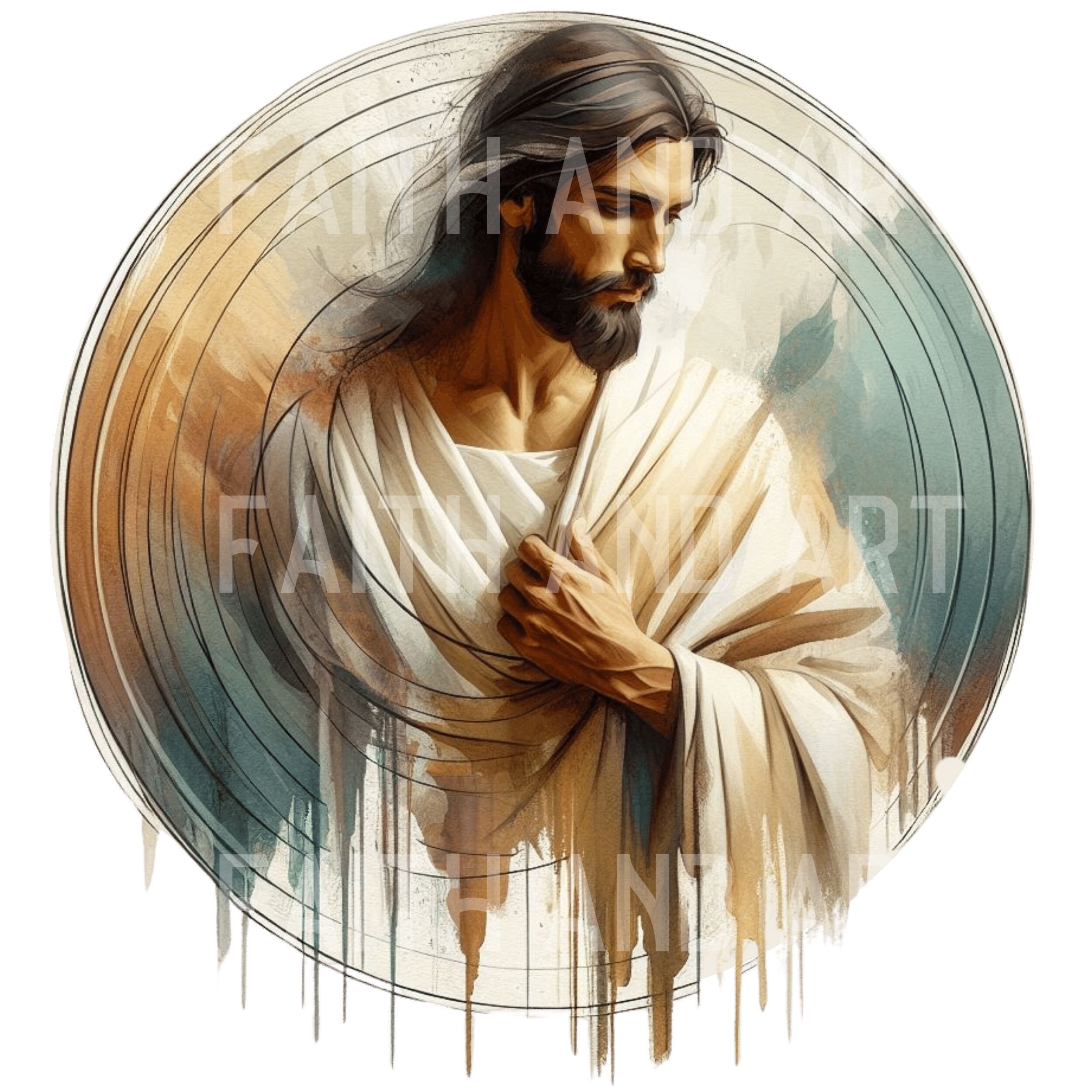 Jesus Portrait, Jesus Digital Wall Art, Jesus Painting, Christian Wall ...
