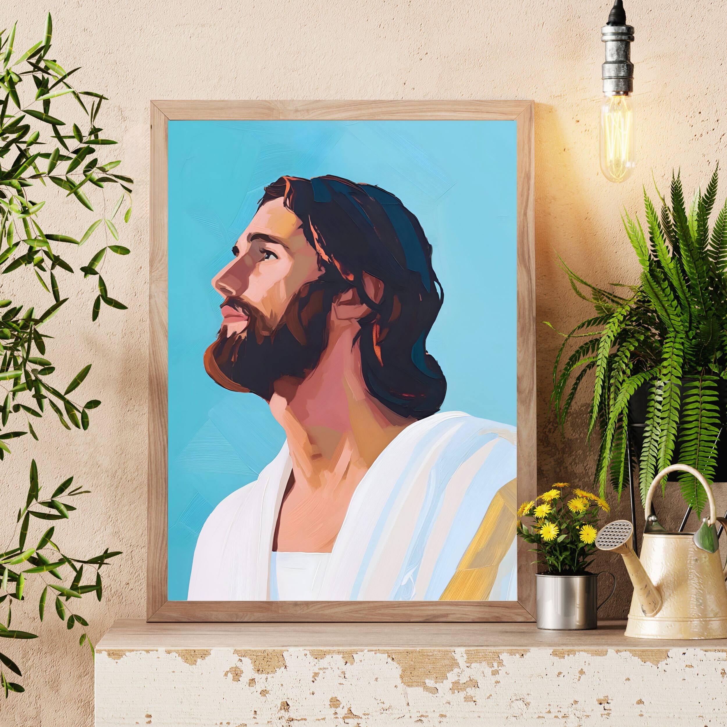 Modern Jesus Christ Portrait Minimalist Picture of Christ Jesus ...