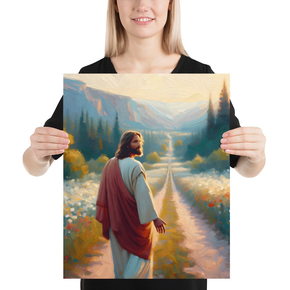 Walking With Jesus Art Print, I Will Walk With Christ, Come Follow Me, Walk by Faith Jesus ...