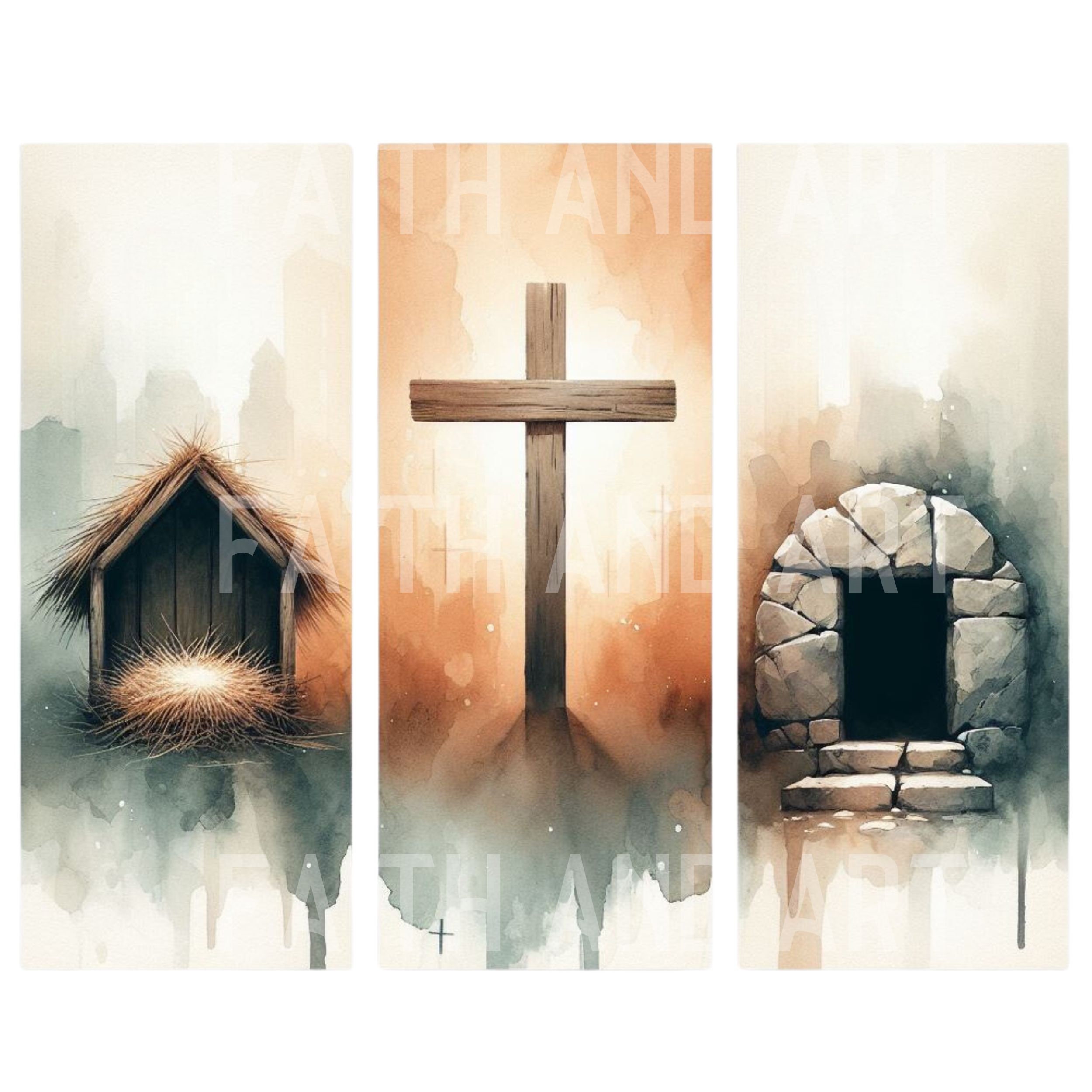 Life of Christ 3 Panels Jesus Christ Life Triptych Bible Verse Print ...