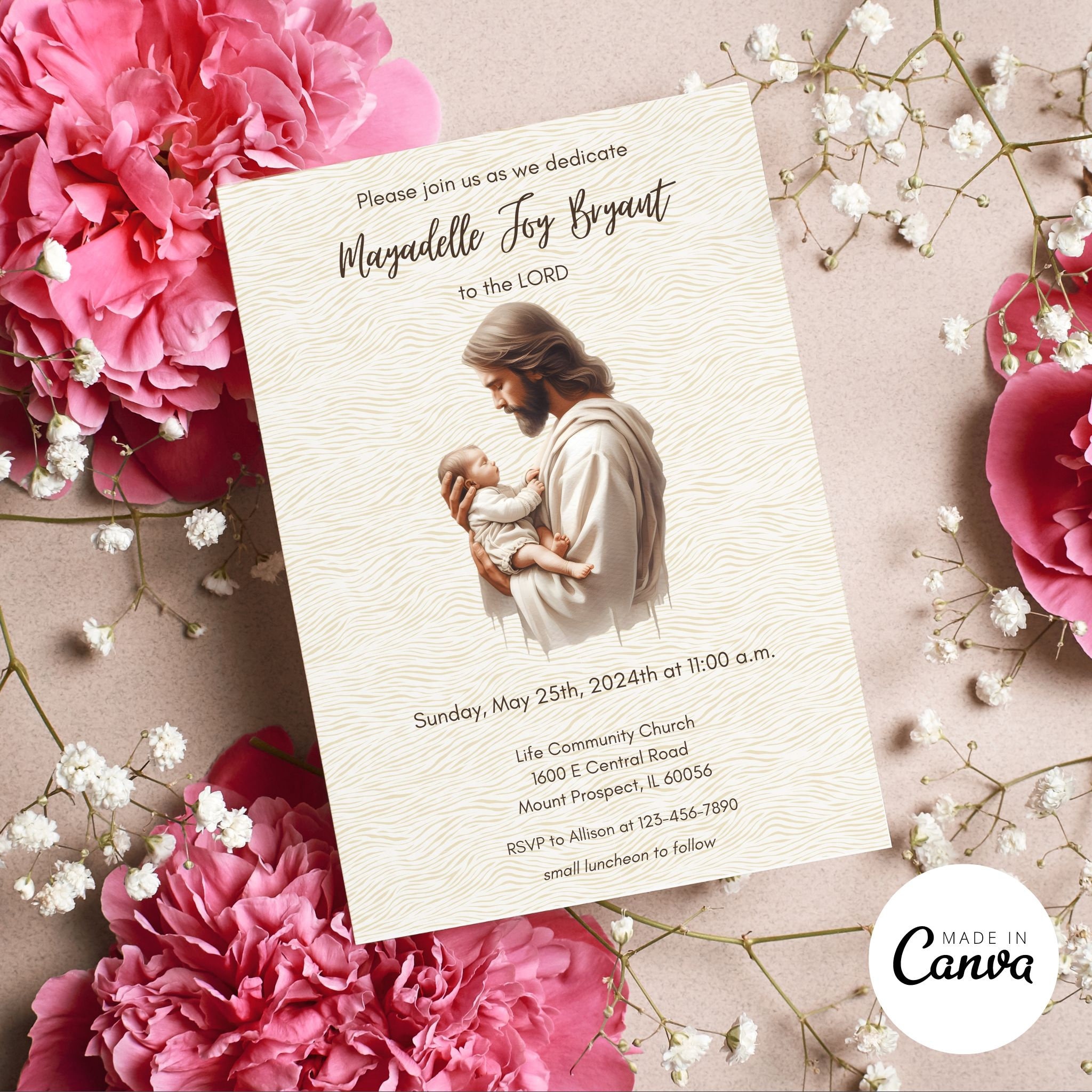 Baby Blessing Invitation Template, Baby Dedication Catholic Baby ...