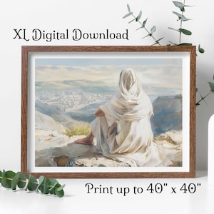 Jesus Overlooking Jerusalem, Holy Week Digital Artwork, Christian ...