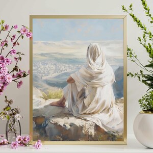 Jesus Overlooking Jerusalem, Holy Week Digital Artwork, Christian ...