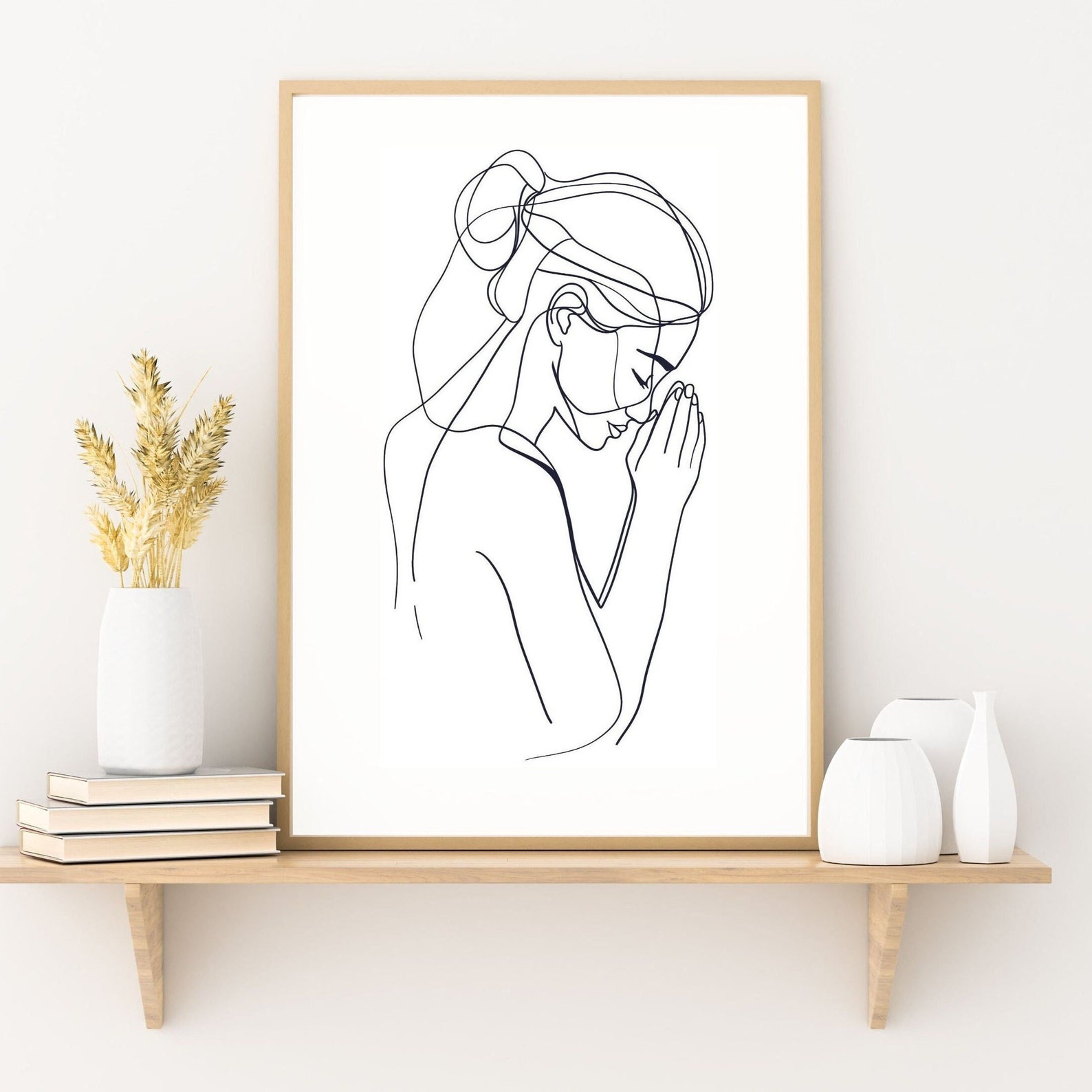 Praying Woman Line Art Christian Digital Download, Proverbs 31 Woman in ...