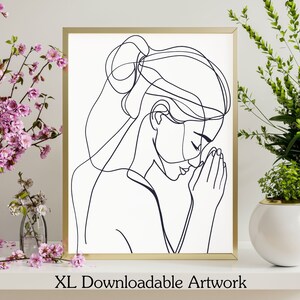 Praying Woman Line Art Christian Digital Download, Proverbs 31 Woman in ...