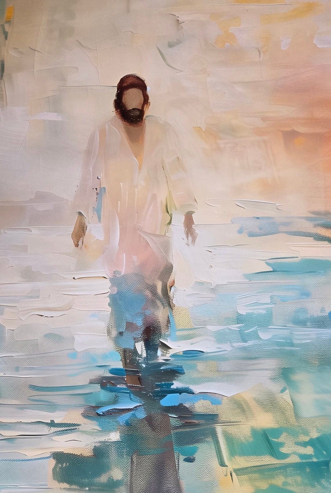 JESUS WALKS on Water Painting of Jesus Christ Walking on Water Miracle ...