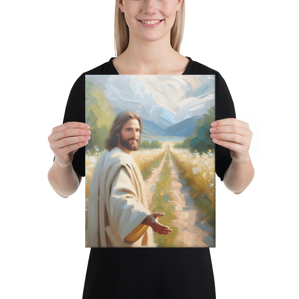 Walking With Jesus Canvas Print, Come Follow Me Modern Christian Art, Walk by Faith, Jesus ...