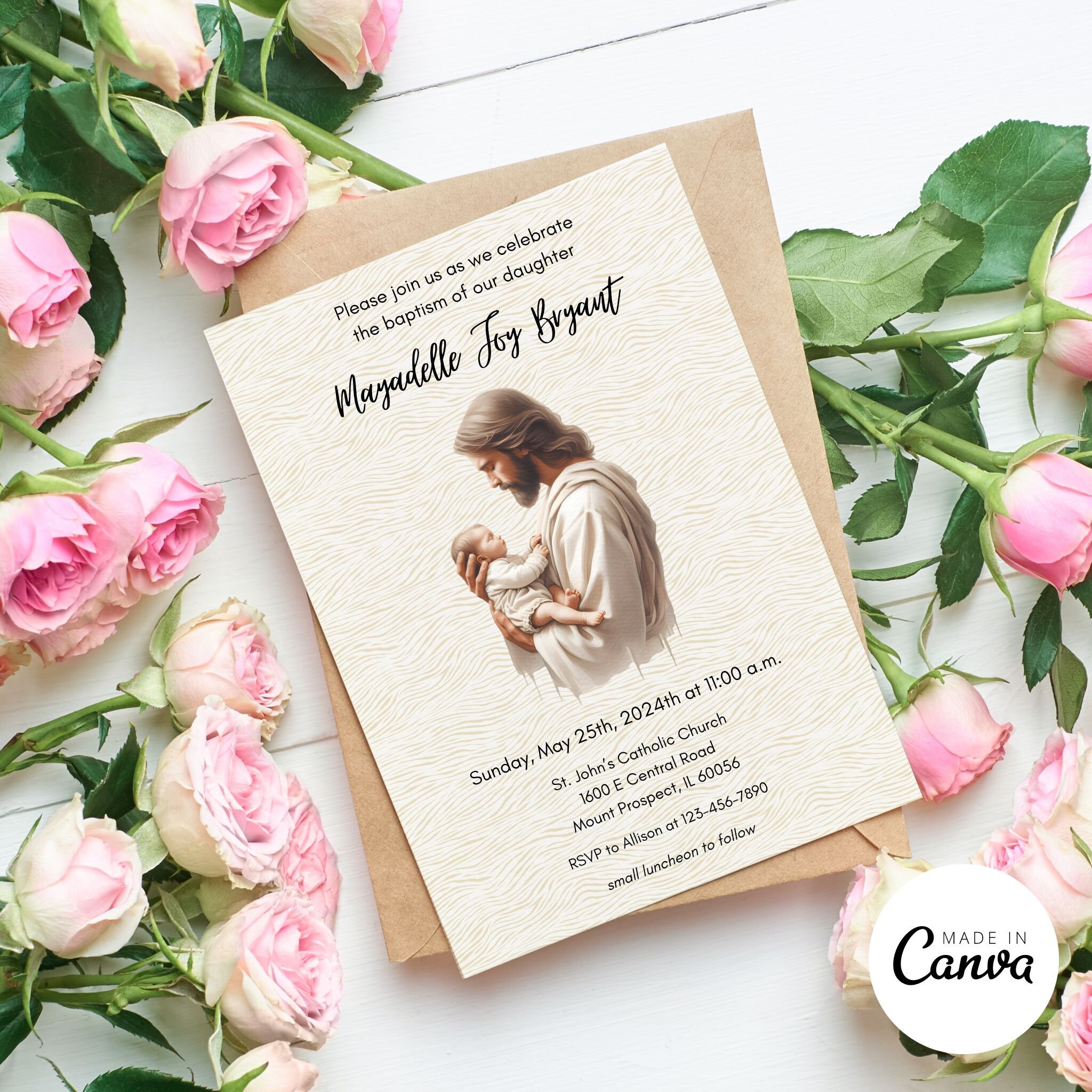 Baby Blessing Invitation Template, Baby Dedication Catholic Baby ...