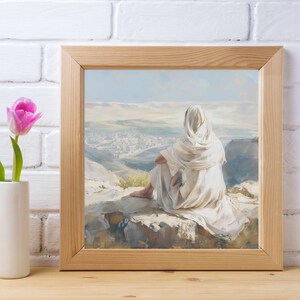 Jesus Overlooking Jerusalem, Holy Week Digital Artwork, Christian ...