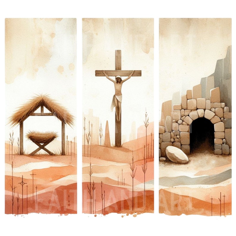 Life of Christ 3 Panels Jesus Christ Life Triptych Bible Verse Print ...