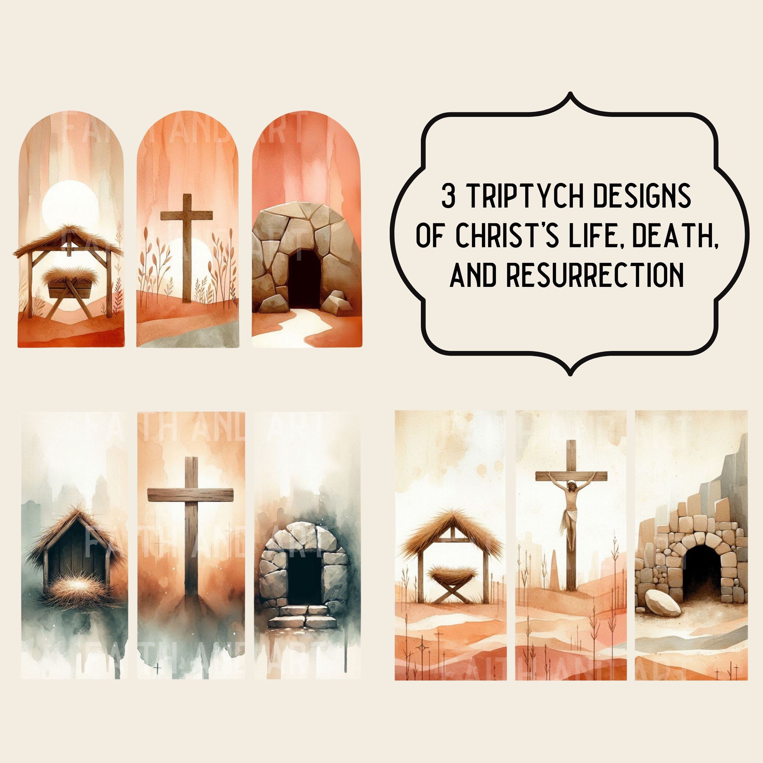 Life of Christ 3 Panels Jesus Christ Life Triptych Bible Verse Print ...