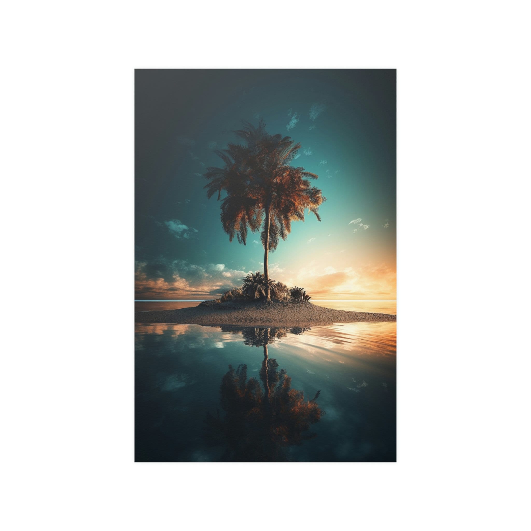 Palm Tree Beach Sunset, Wall Poster, Island Palm Tree, Fine Art Print ...
