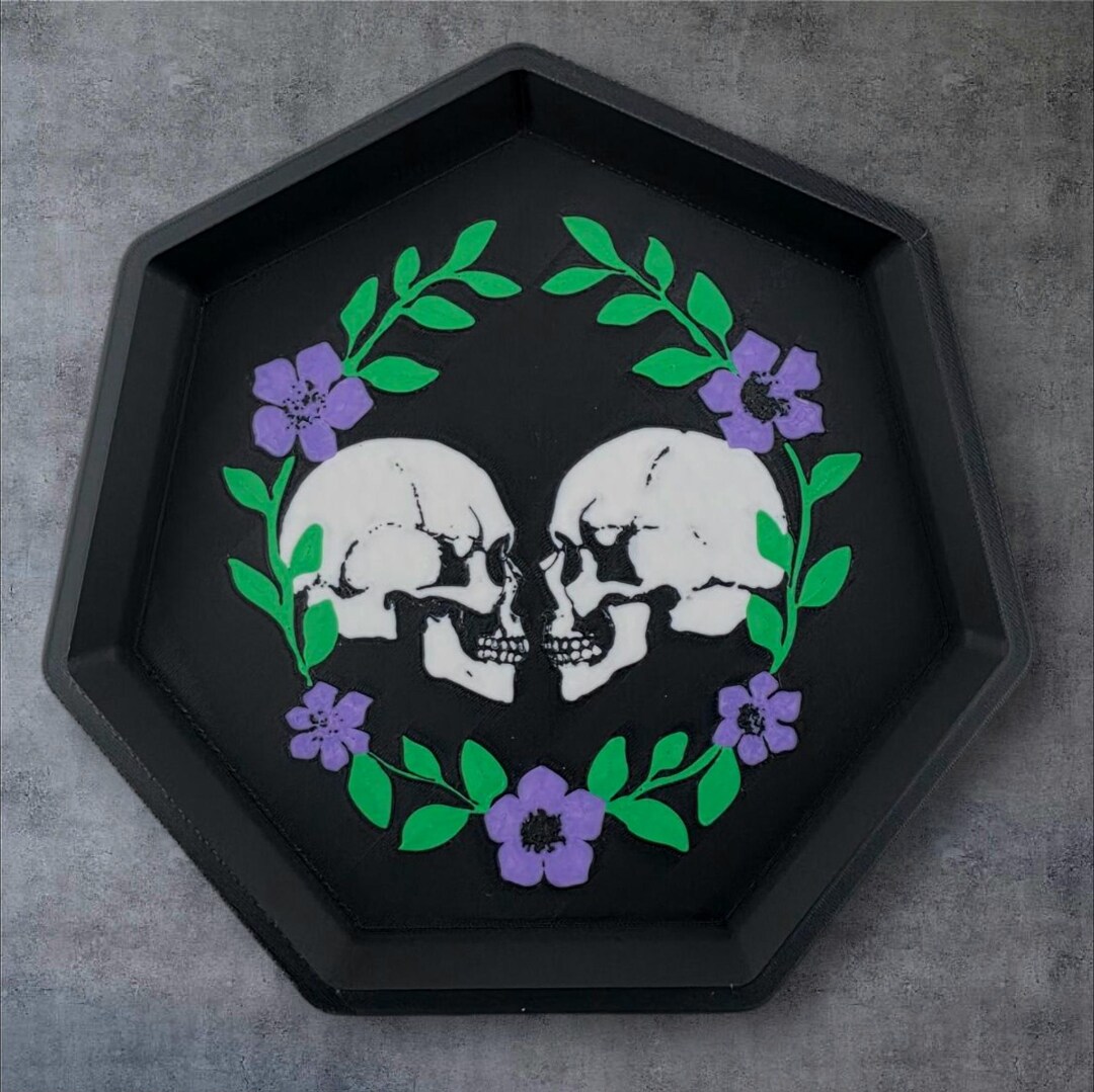 3D Printed Gothic Skull Tray - Black, Green & Purple Home Decor ...