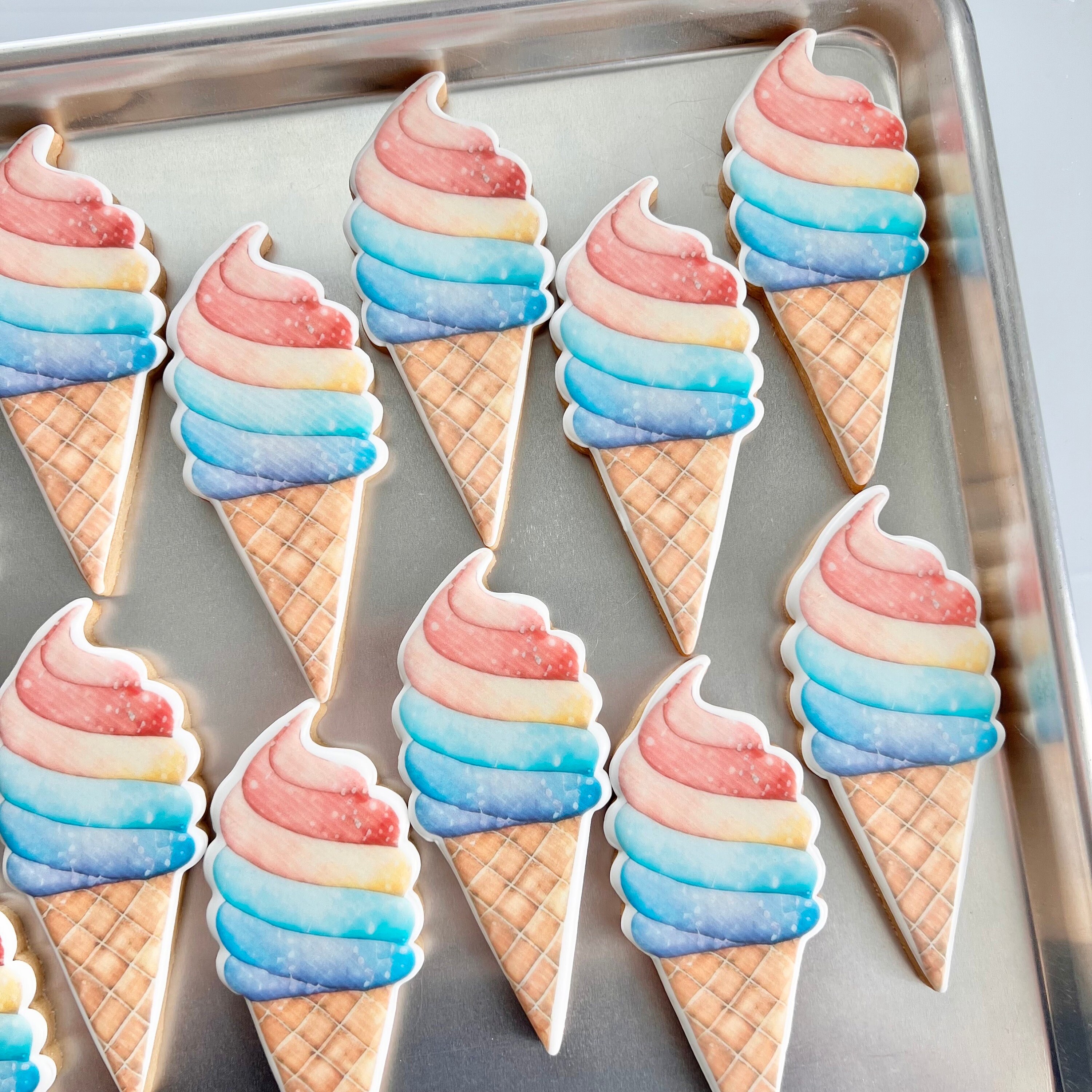 Rainbow Ice Cream Cone Summer Cookie Cutter STL & PNG File XL Tall - Etsy