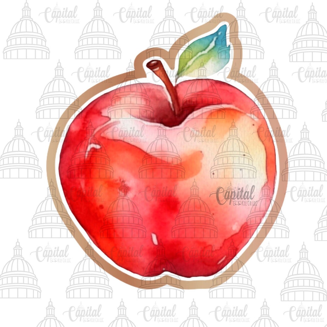 Watercolor Fall Apple Back to School Teacher Cookie Cutter STL - Etsy