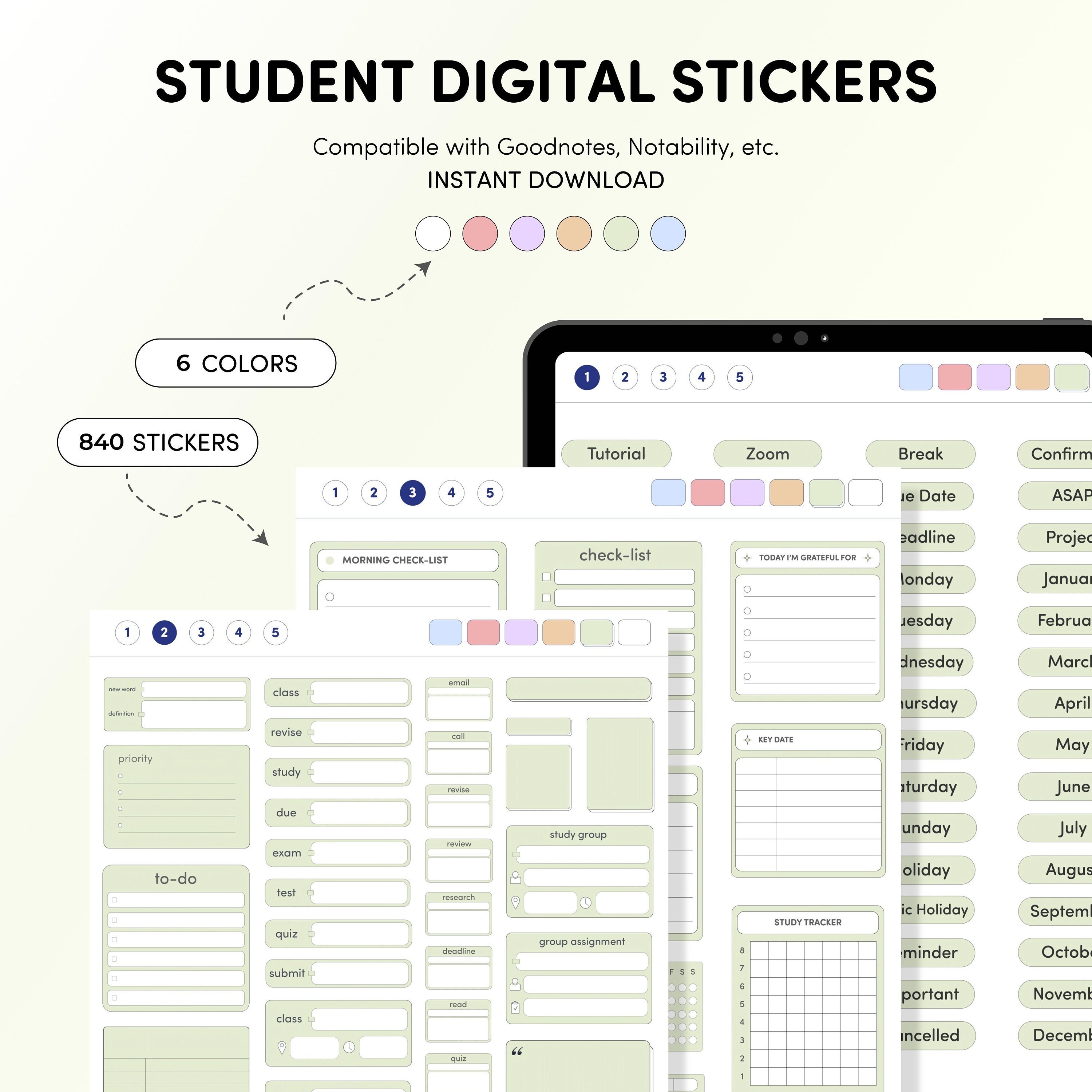 Digital Stickers for Goodnotes| Digital Study Stickers Book| Goodnotes ...