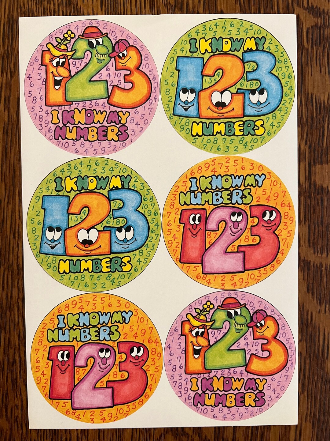 HTF Vintage I Know My Numbers 123 Stickers - Round School Reward Cute ...
