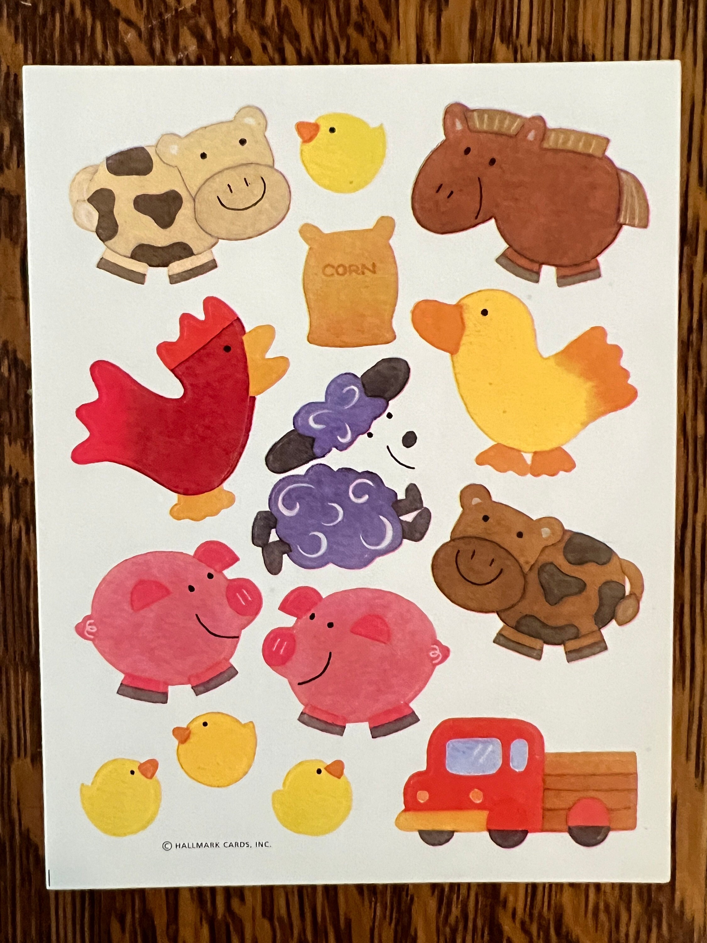Vintage Hallmark Stickers: Farm Animals (cow Horse Pig Duck Sheep ...