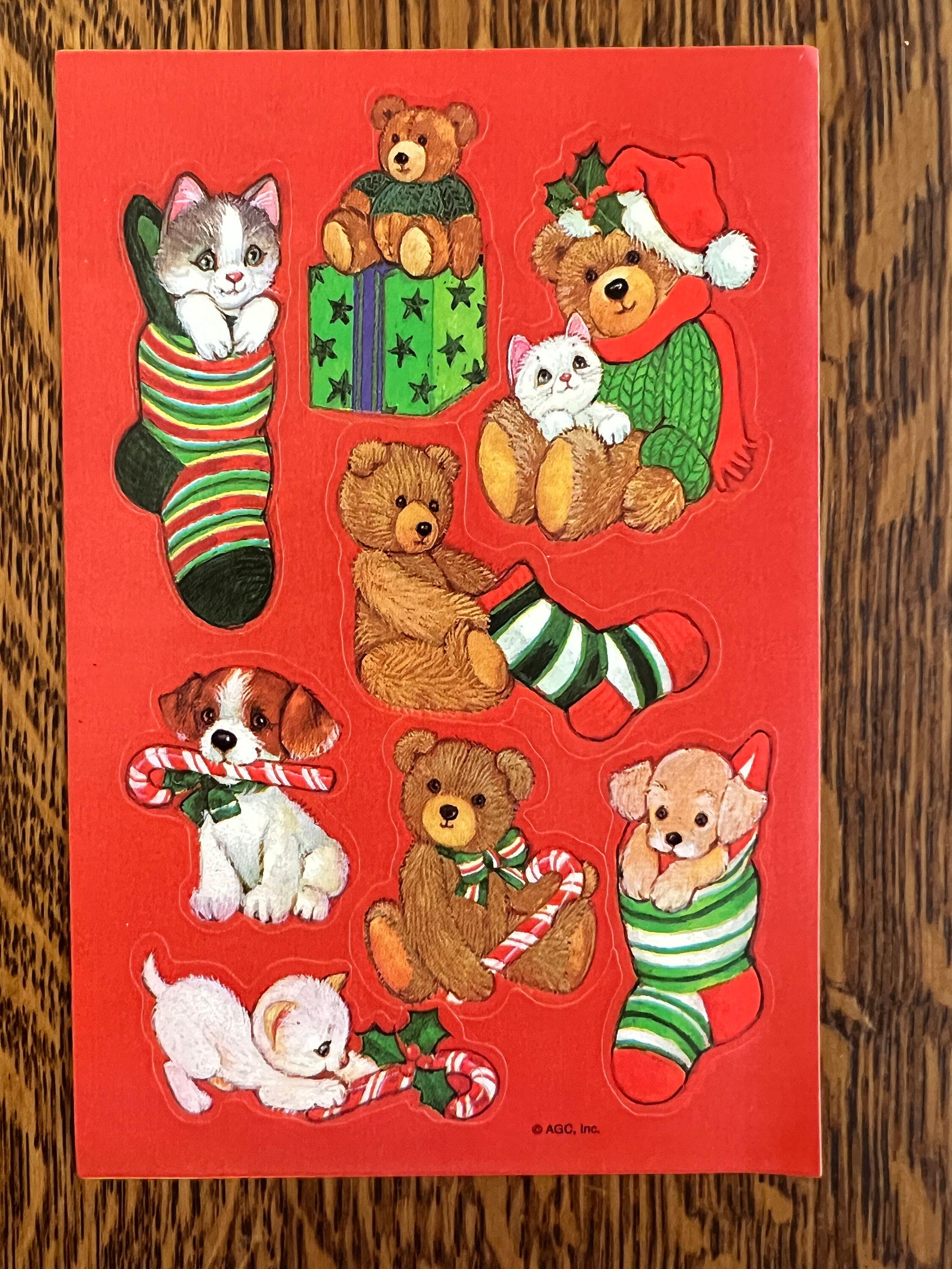 Vintage AGC Stickers CHRISTMAS BEARS 1995 Cats & Dogs in Holiday ...