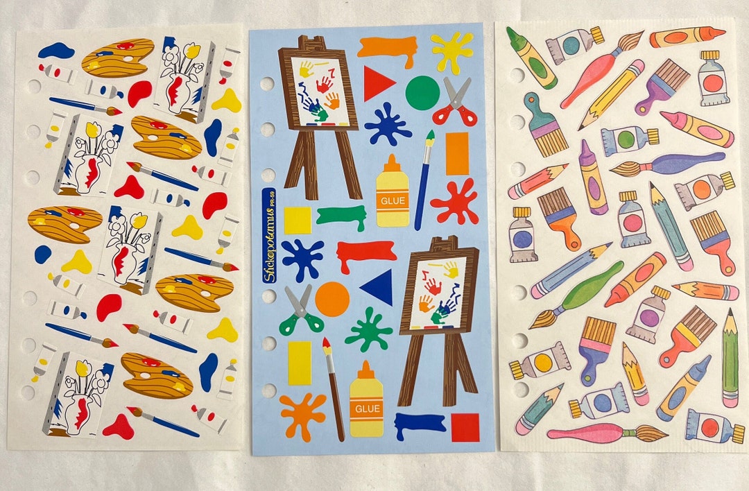 3 Vintage Art Sticker Sheets by Stickopotamus Painter, Artist, Easel ...