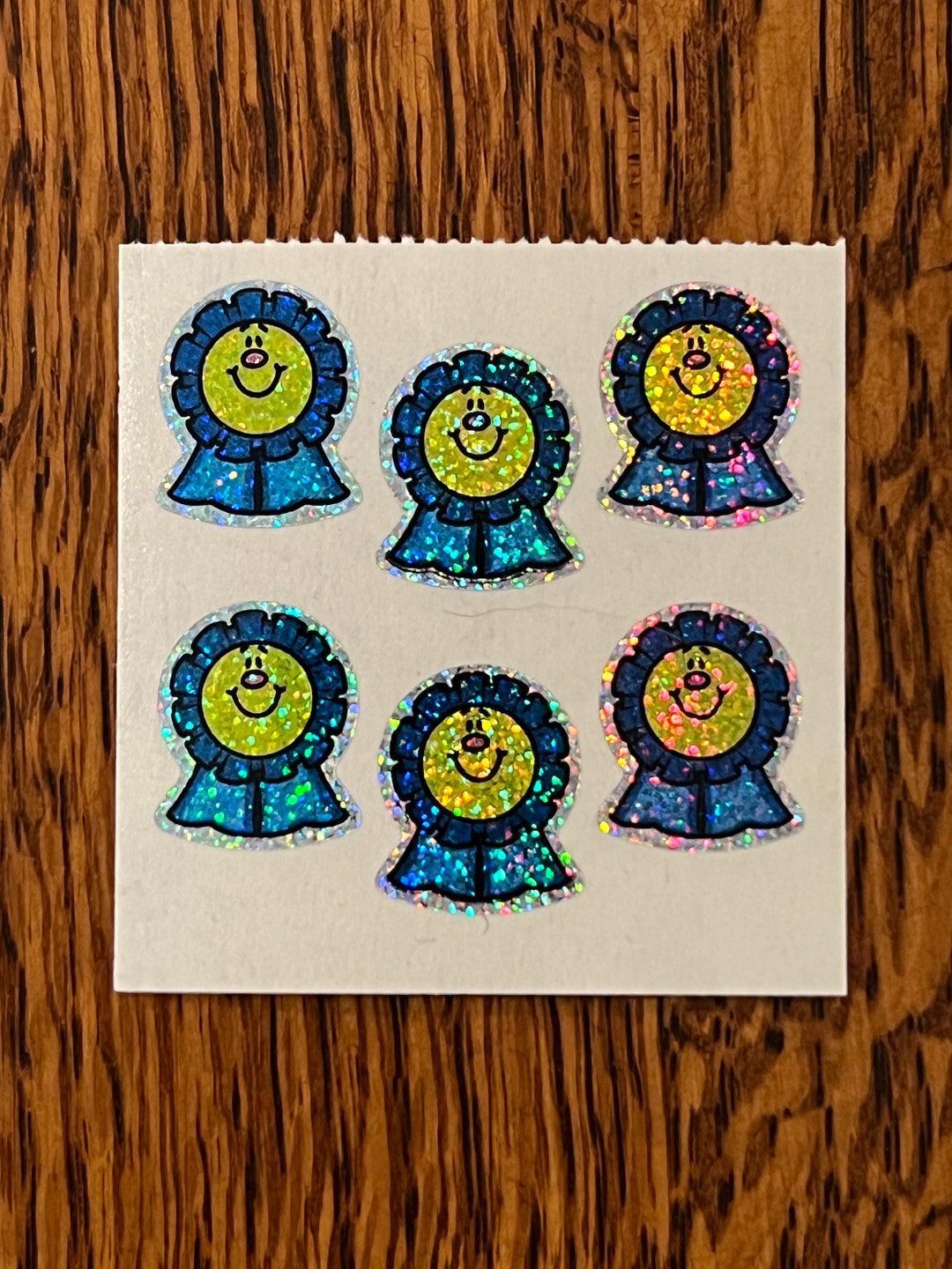 REWARD AWARD PRIZE Sparkle Stickers - Smiley Face Ribbons (vintage ...