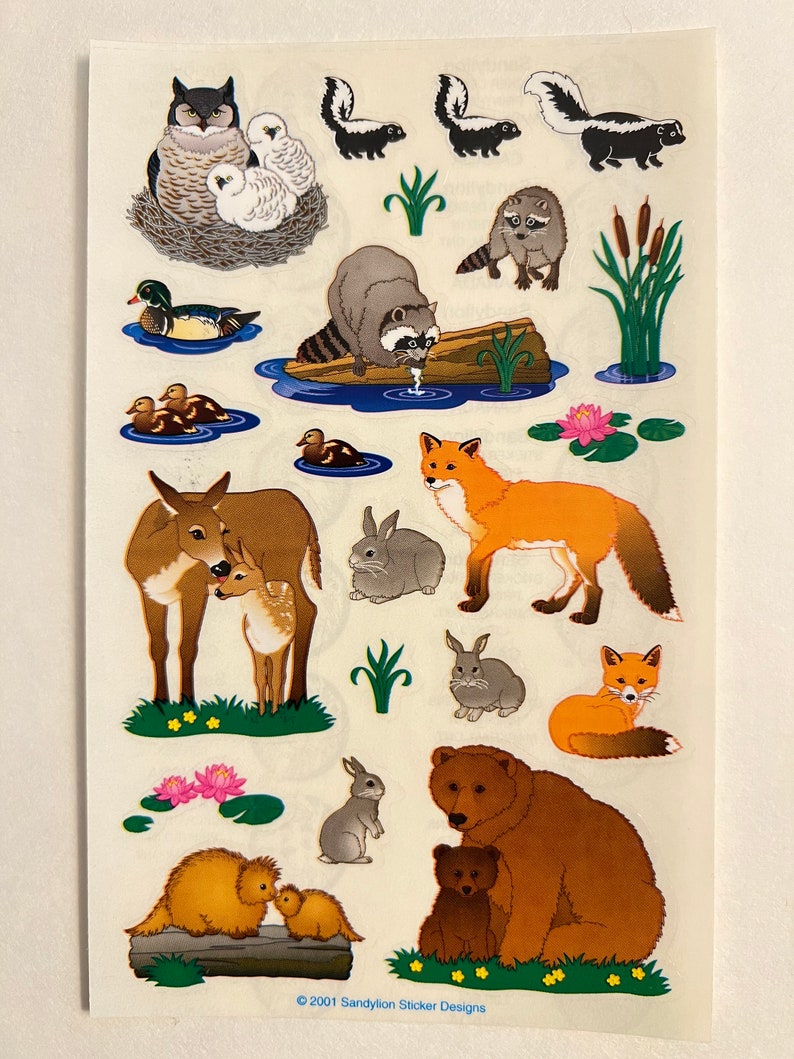 SANDYLION Vintage Stickers RARE Pets Forest Animals Forest Birds ...
