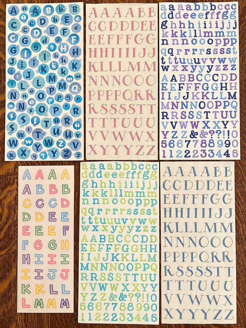 ALPHABET LETTER Stickers “you Choose” Blue Bubble, Pink Dot, Purple ...