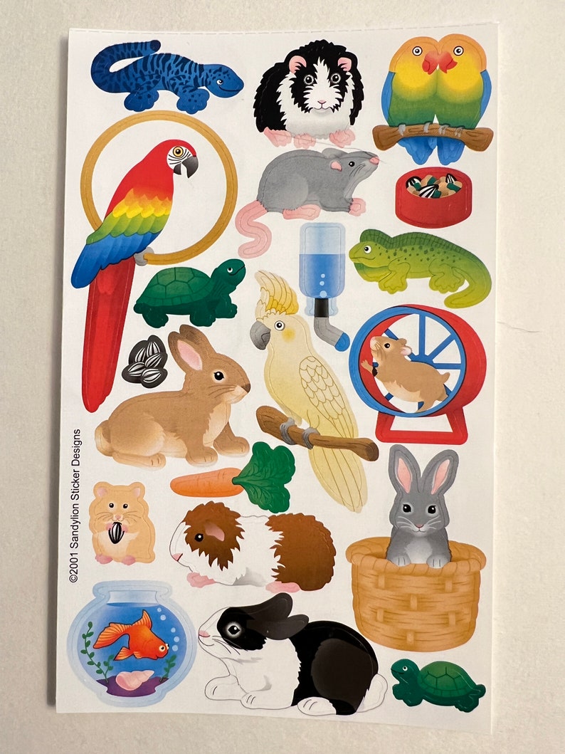 SANDYLION Vintage Stickers RARE Pets Forest Animals Forest Birds ...
