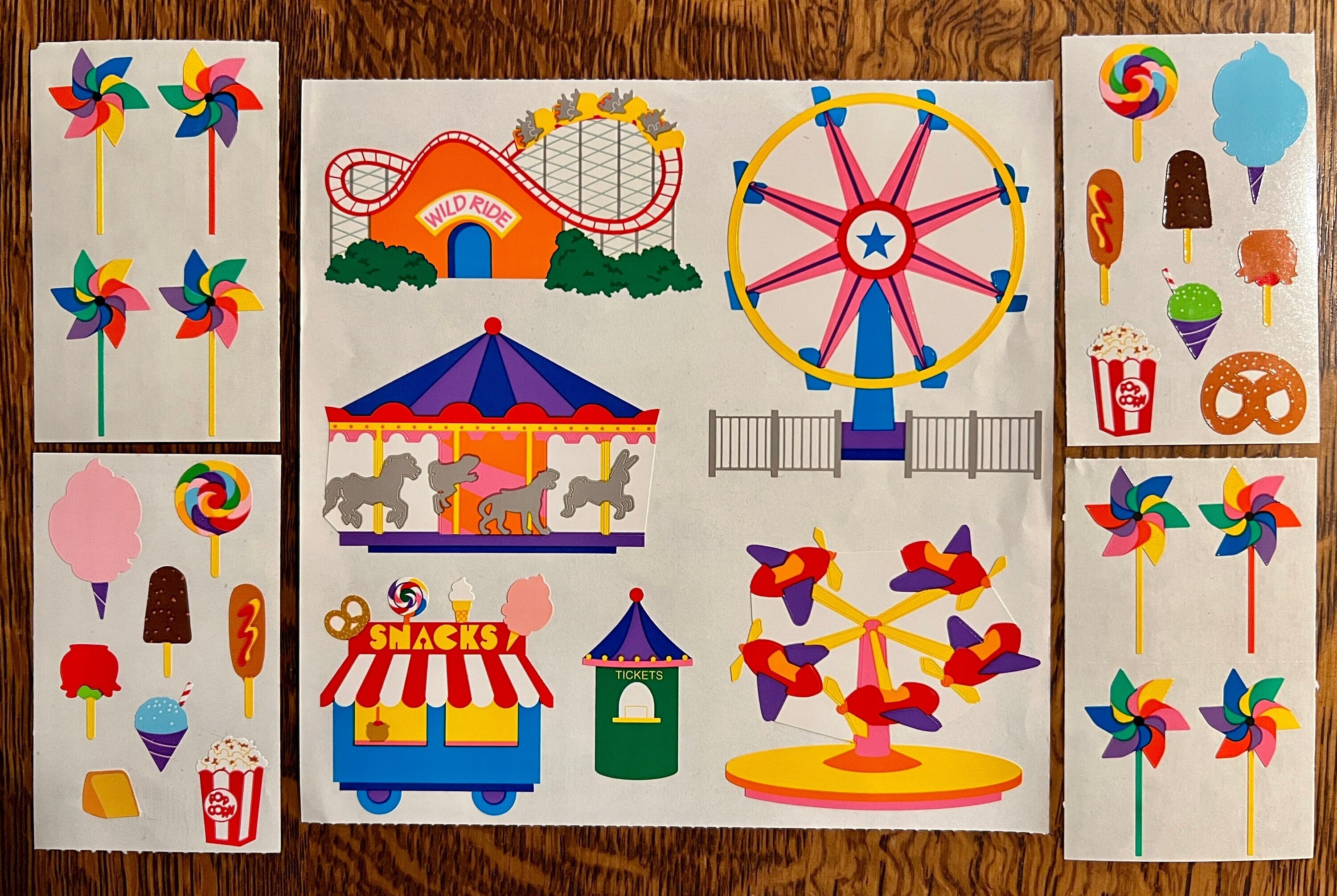 Carnival Rides Junk Food & Pinwheels Stickers Lot: Vintage - Etsy