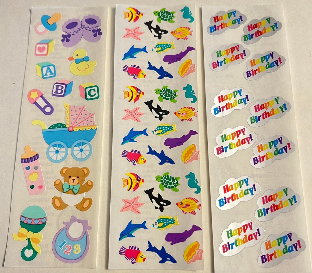Sandylion (HTF) Stickers Baby Accessories, Neon Sea Life, Happy ...