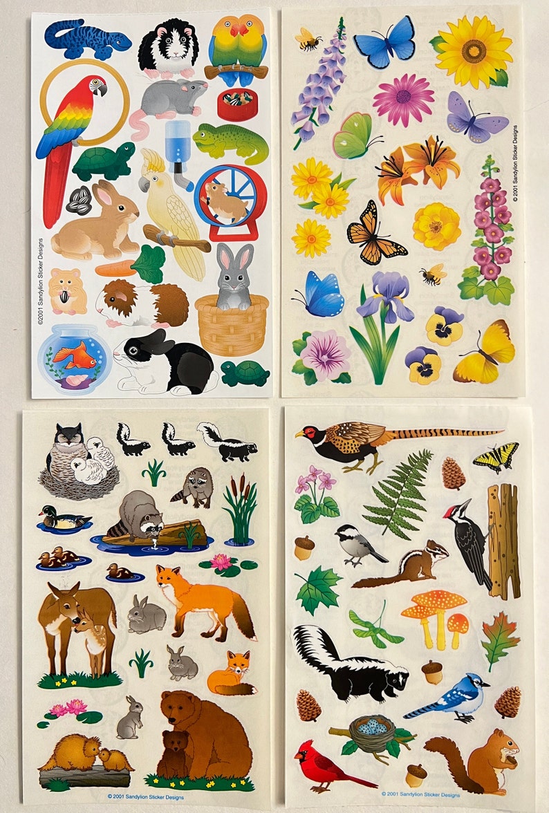 SANDYLION Vintage Stickers RARE Pets Forest Animals Forest Birds ...