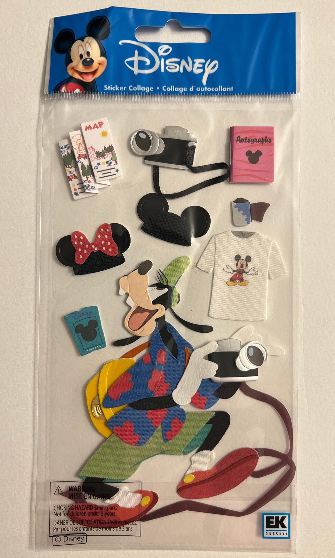 NIP Disney Tourist Goofy 3D Sticker: EK Success (camera, Map, Ticket, T ...
