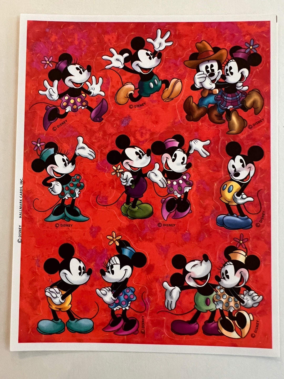 Vintage Mickey and Minnie Mouse Disney Sticker Sheet by Hallmark ...