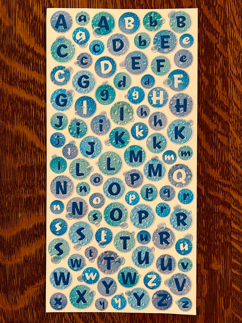 ALPHABET LETTER Stickers “you Choose” Blue Bubble, Pink Dot, Purple ...