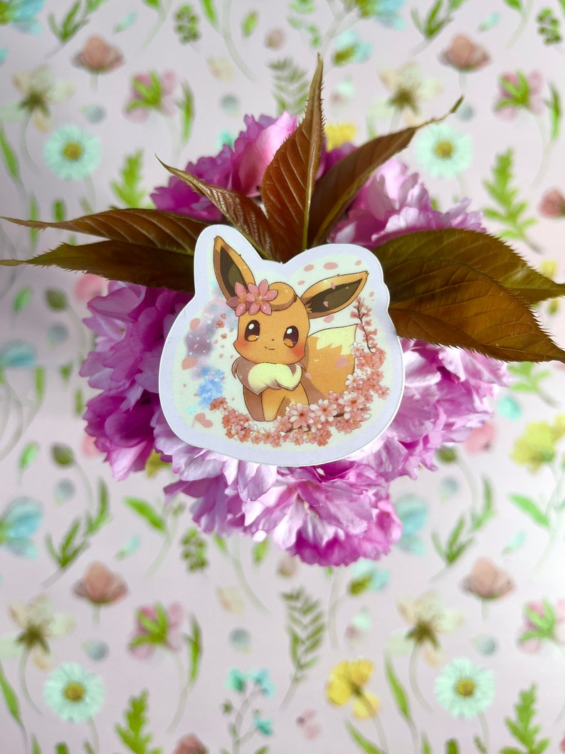 Cherry Blossom Eevee Vinyl Decal Cute Sticker - Etsy