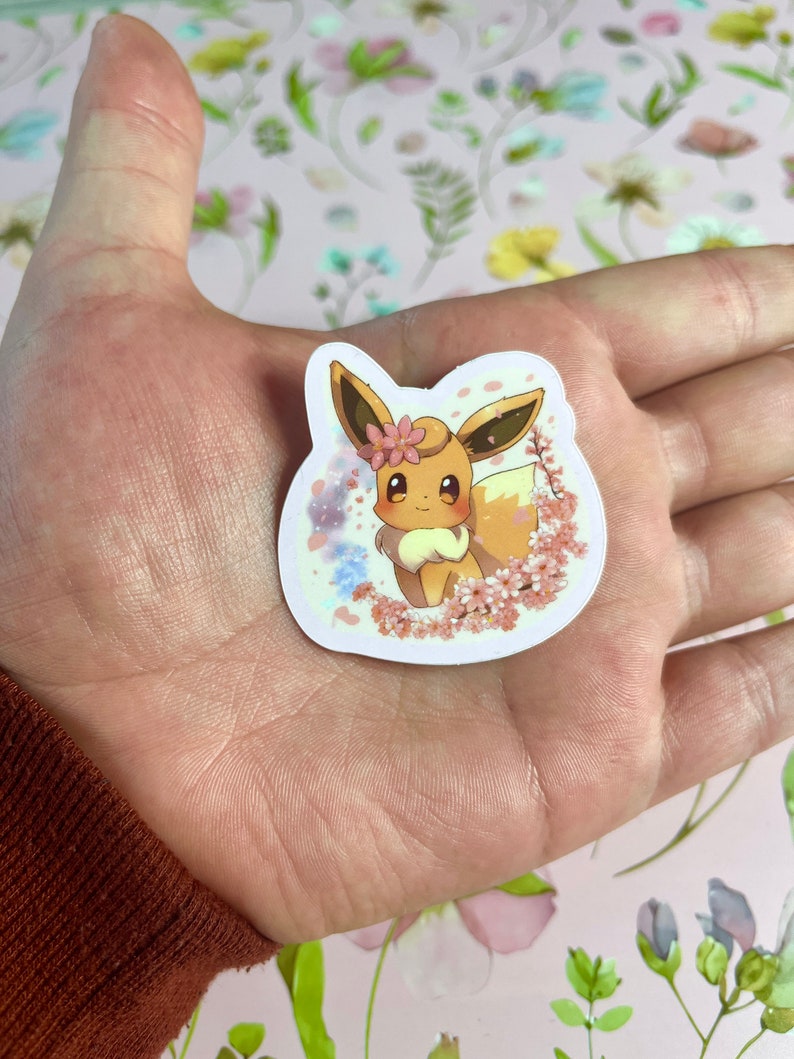 Cherry Blossom Eevee Vinyl Decal Cute Sticker - Etsy