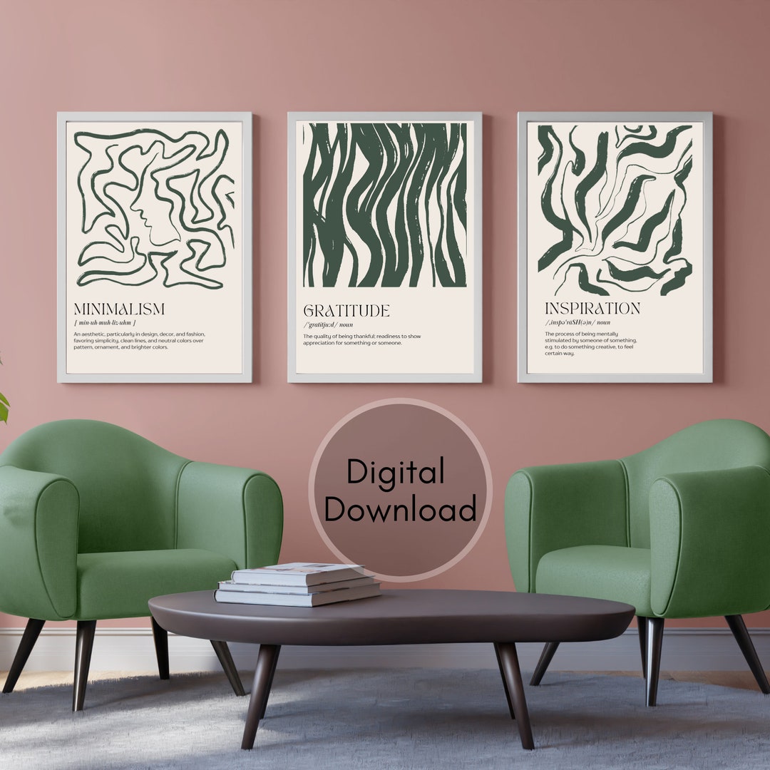 Sage Green Wall Art, 3 Piece Printable Wall Art, Sage Green Prints ...
