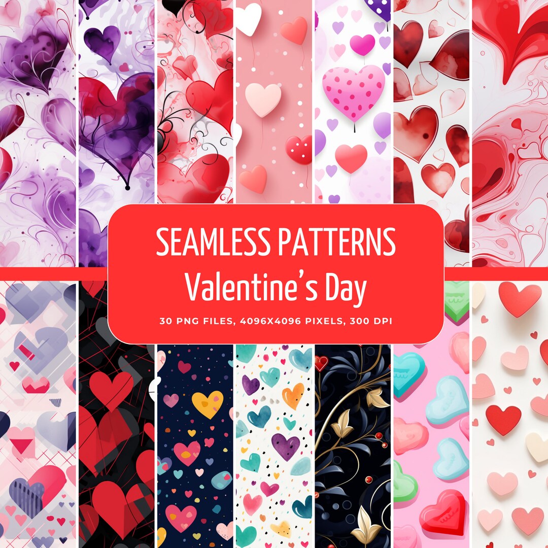 Valentines Day Digital Paper - Seamless Textures, Printable Patterns ...