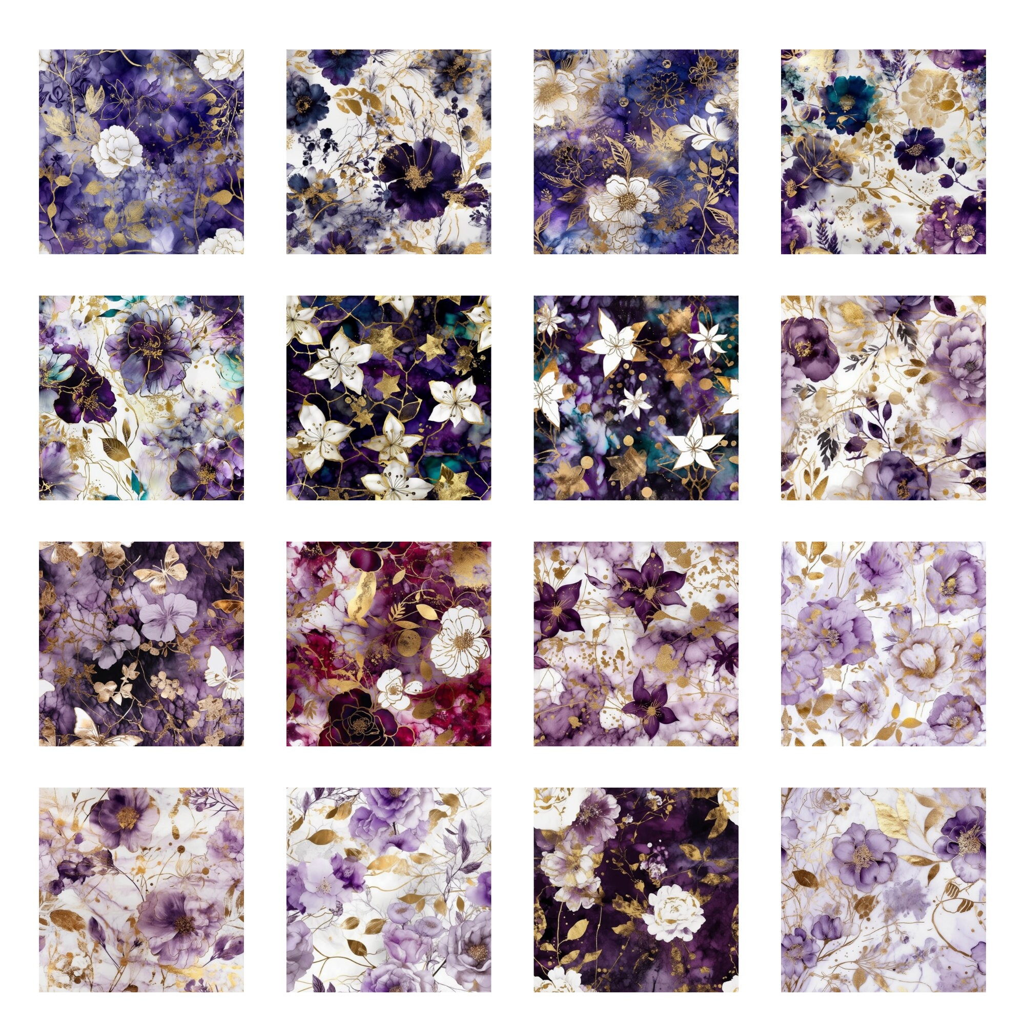 Alcohol Ink Purple Gold Foil Digital Paper - Seamless Textures ...