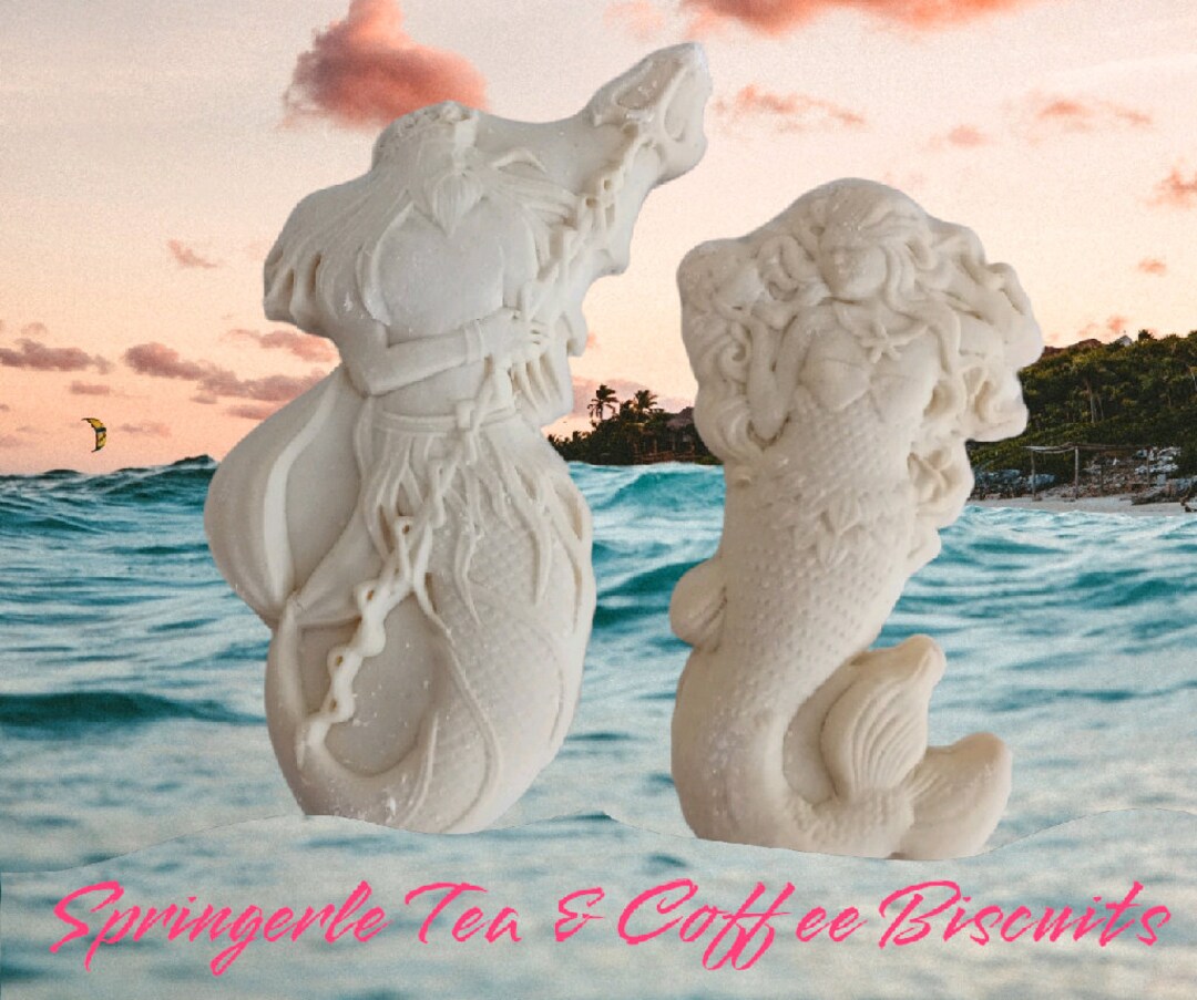 Mermaid and King Trident German Springerle Tea Cookies/ Beach Wedding ...