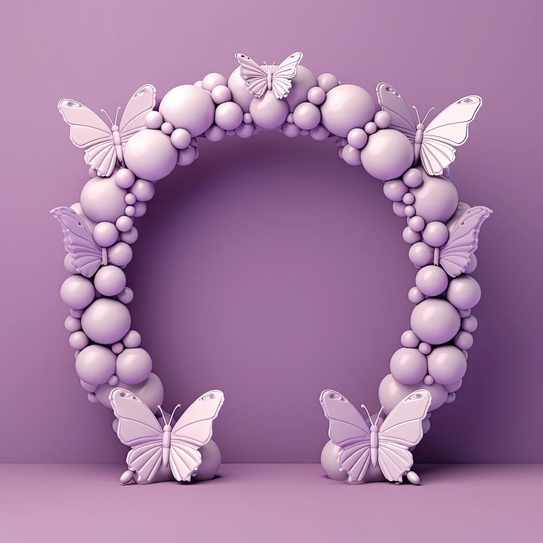 Digital Backdrop - Purple Butterfly Balloon Arch - Etsy