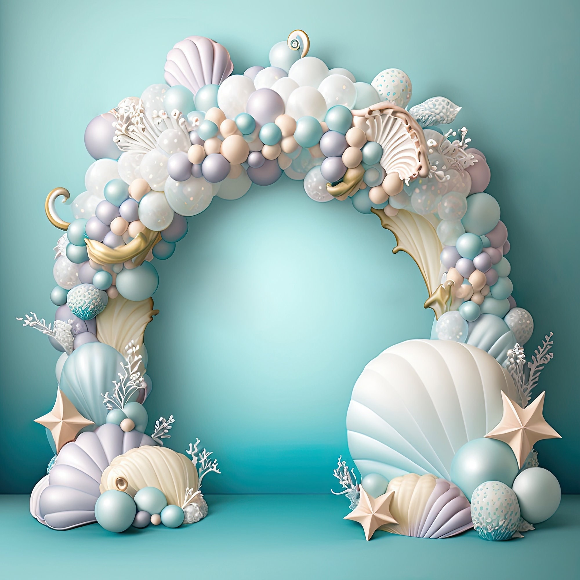 Digital Backdrop - Mermaid Balloon Arch - Etsy