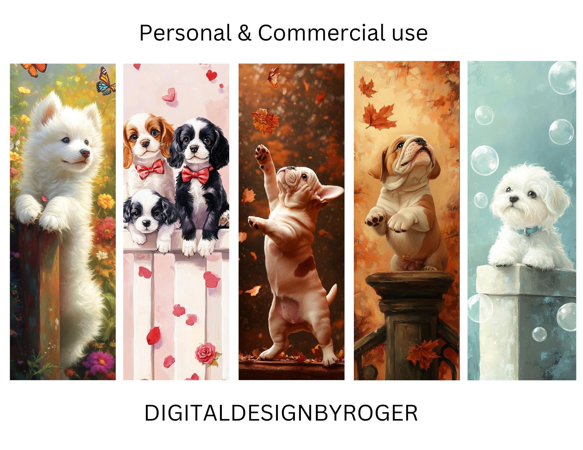 20 Cute Dogs Bookmarks PNG Format Digital Download JPG Bookmarks ...
