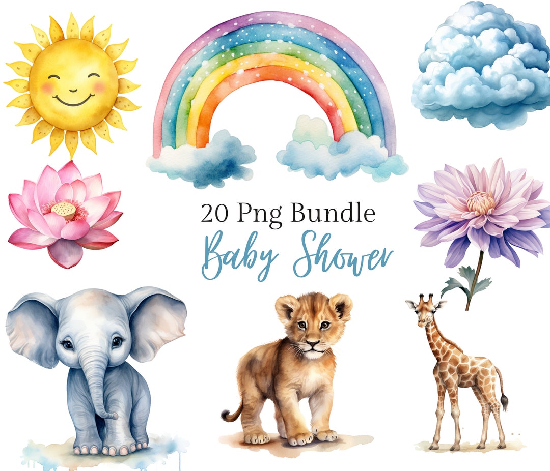 Baby Shower Clipart Bundle - 20 PNG Graphics for Digital Download With ...