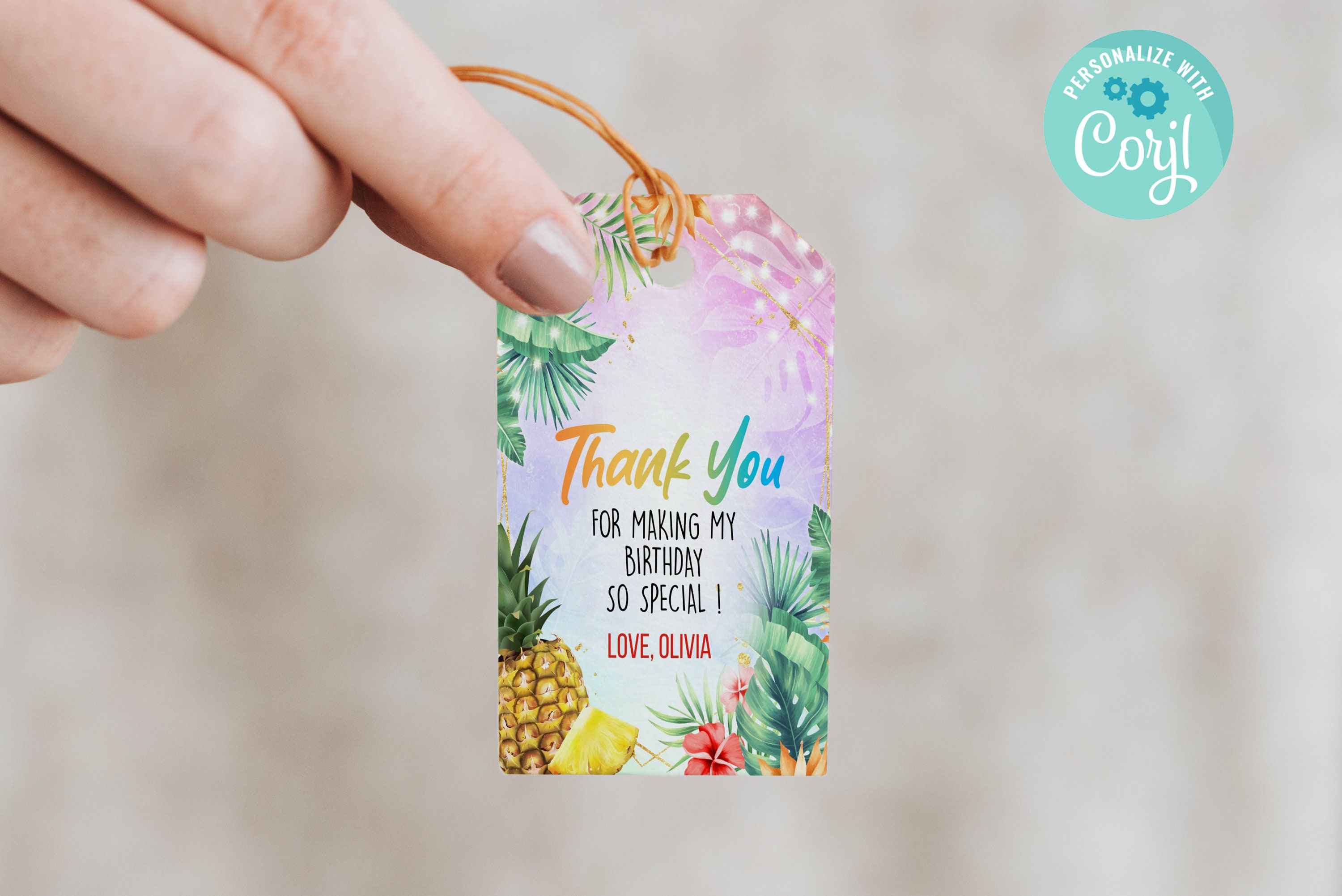 Thank You Tag for Pool Birthday Design Party Editable Digital - Etsy