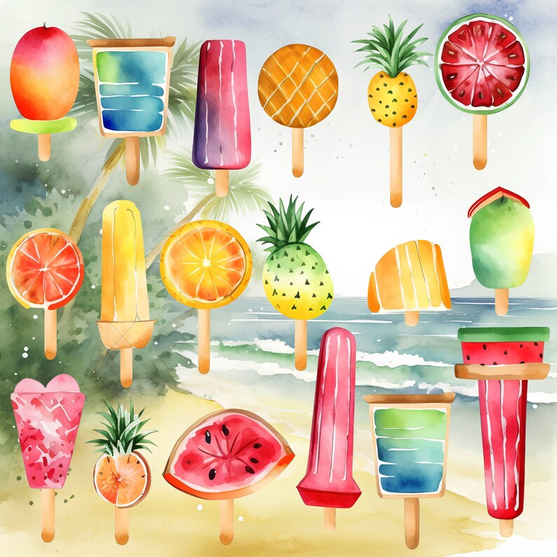 Summer Clipart Popsicle Clipart Summer Graphics Popsicle - Etsy